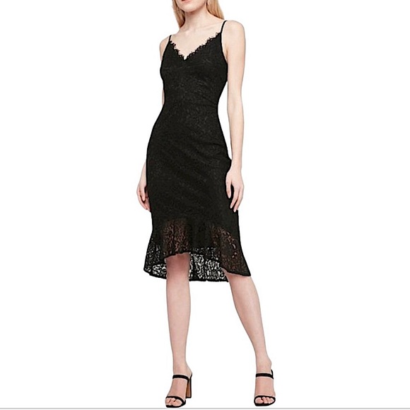 Express | Dresses | Express Black Lace Cami Midi Flounce Dress | Poshmark